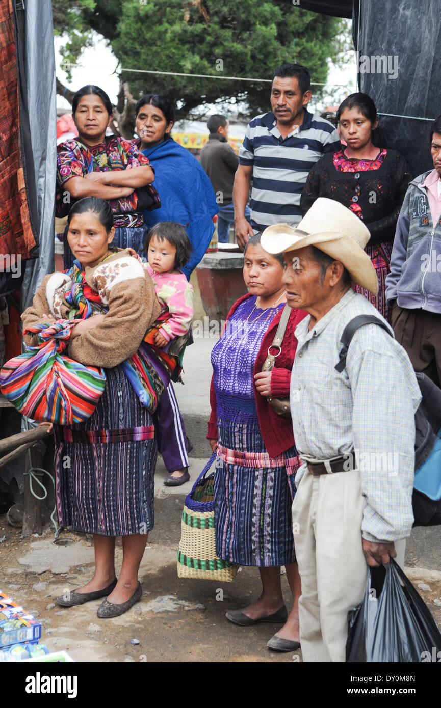 Indios maya at the market of Chichicastenango on Guatemala Stock Photo ...