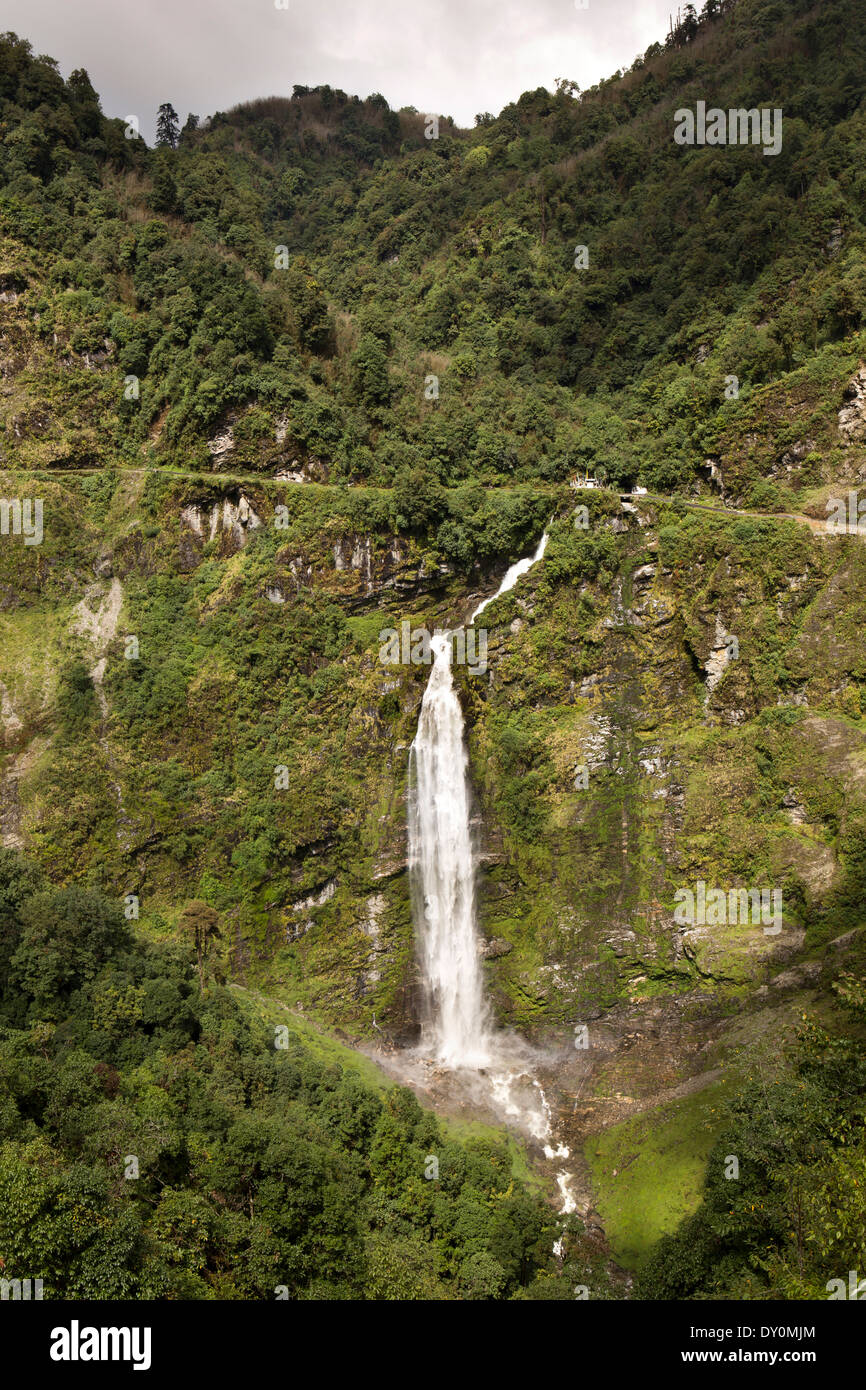 Bhutan, Bhutan, Namling waterfall below namlin Brak, Bhutan's wildest ...