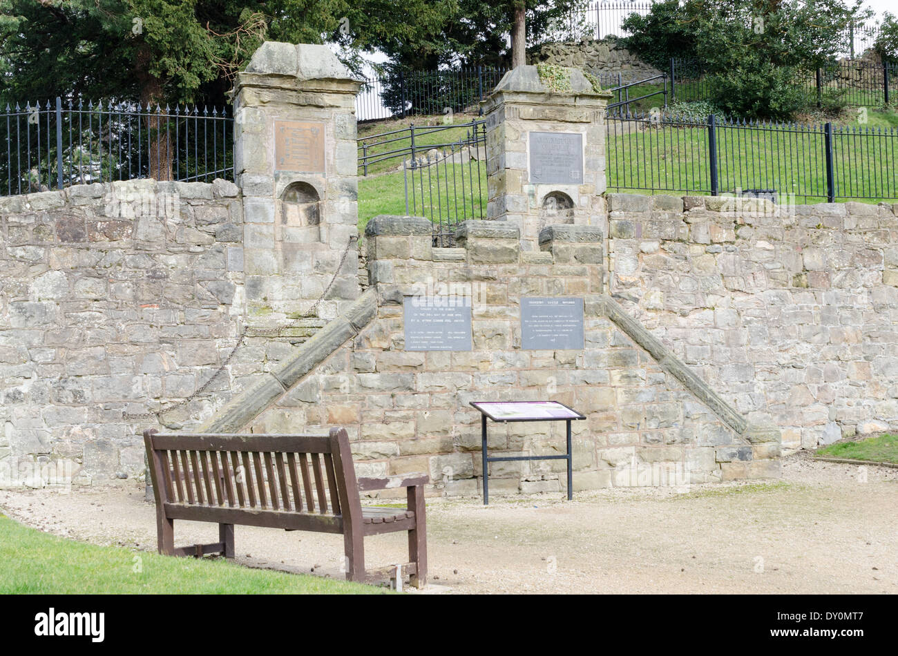 Steps at the entrance to Oswestry Castle Grounds in Chapel Street ...