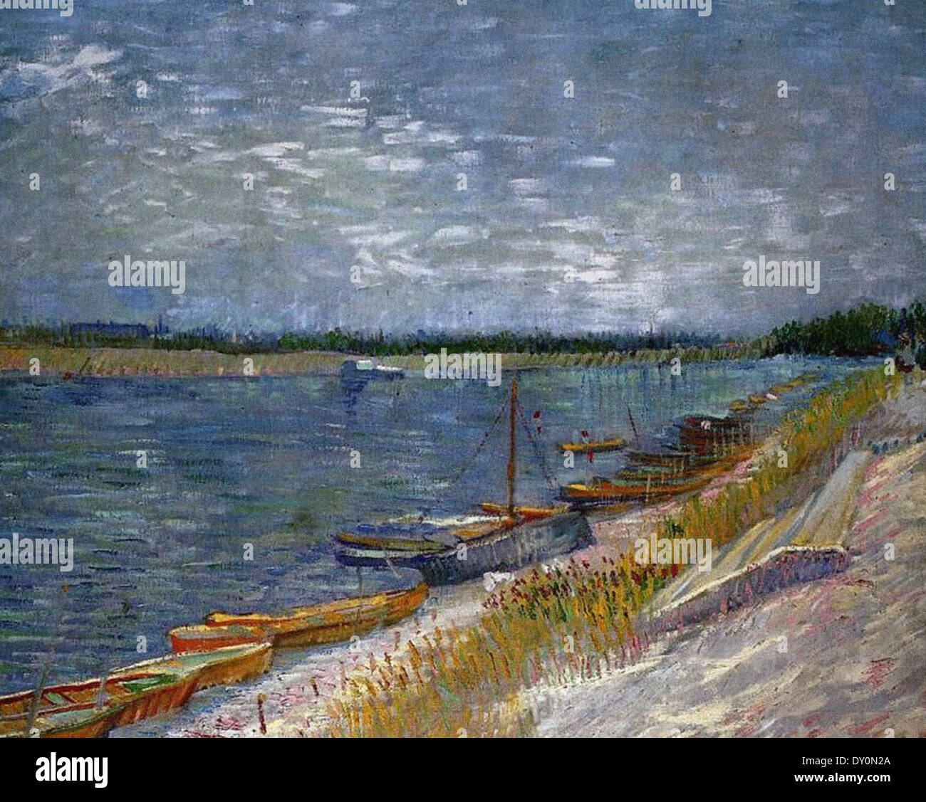 Vincent van Gogh View of a River with Rowing Boats Stock Photo - Alamy