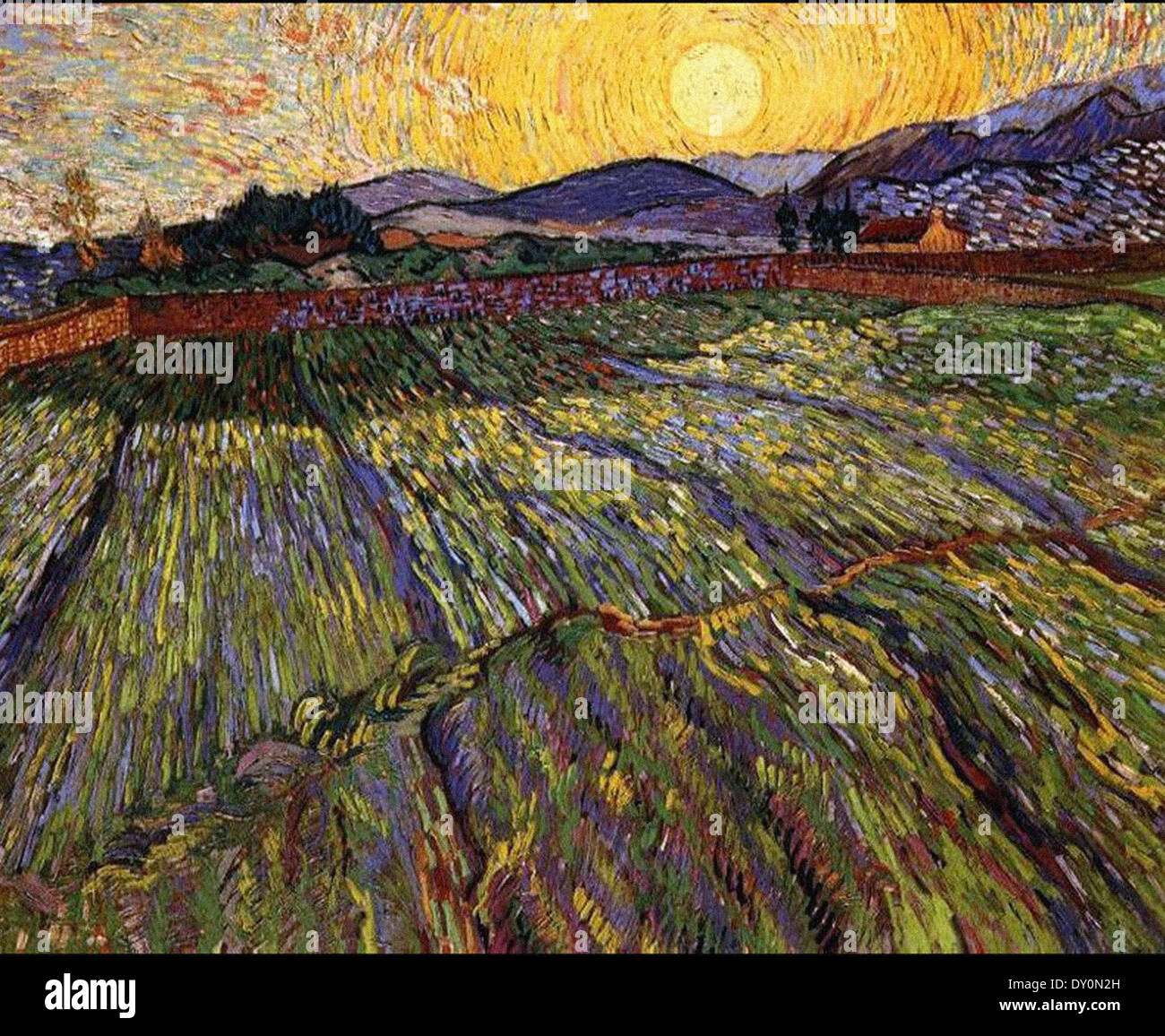 Vincent Van Gogh Wheat Field with Rising Sun Stock Photo - Alamy