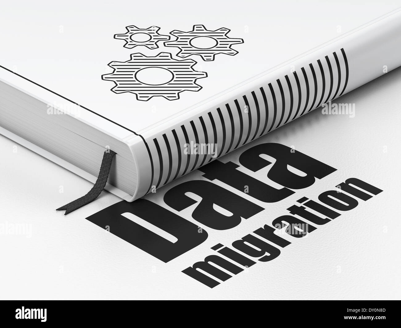 Information concept: book Gears, Data Migration on white background ...