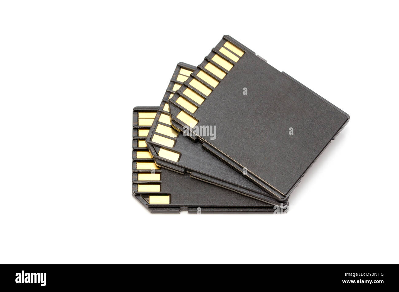 three secure digital compact flash memory sticks are isolated on a ...