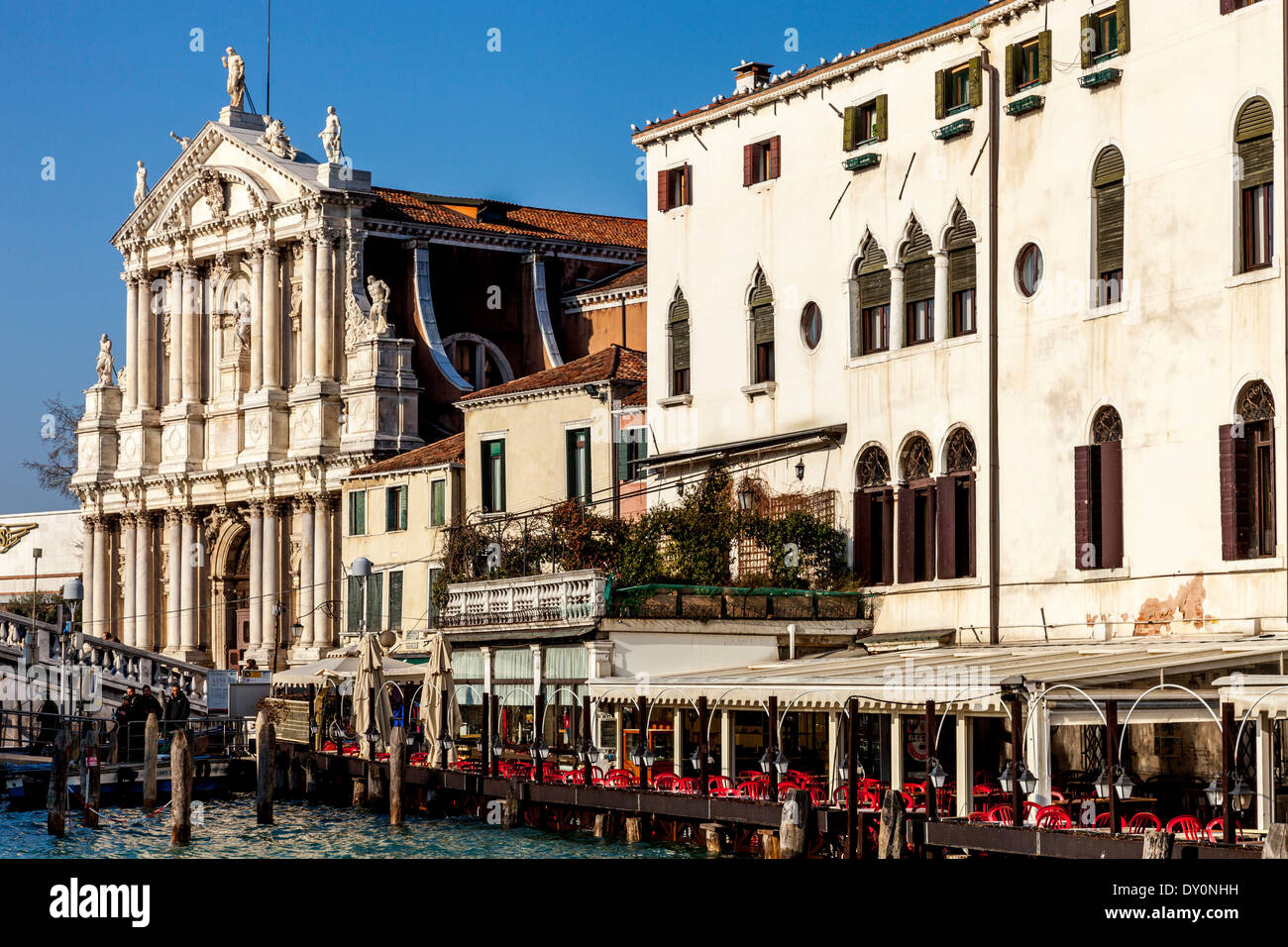 Restaurant Terrace On The Grand Canal, Venice, Italy Stock Photo - Alamy
