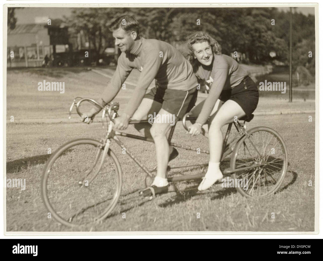 A photograph of Hubert Opperman, also known as Oppy, with a woman ...