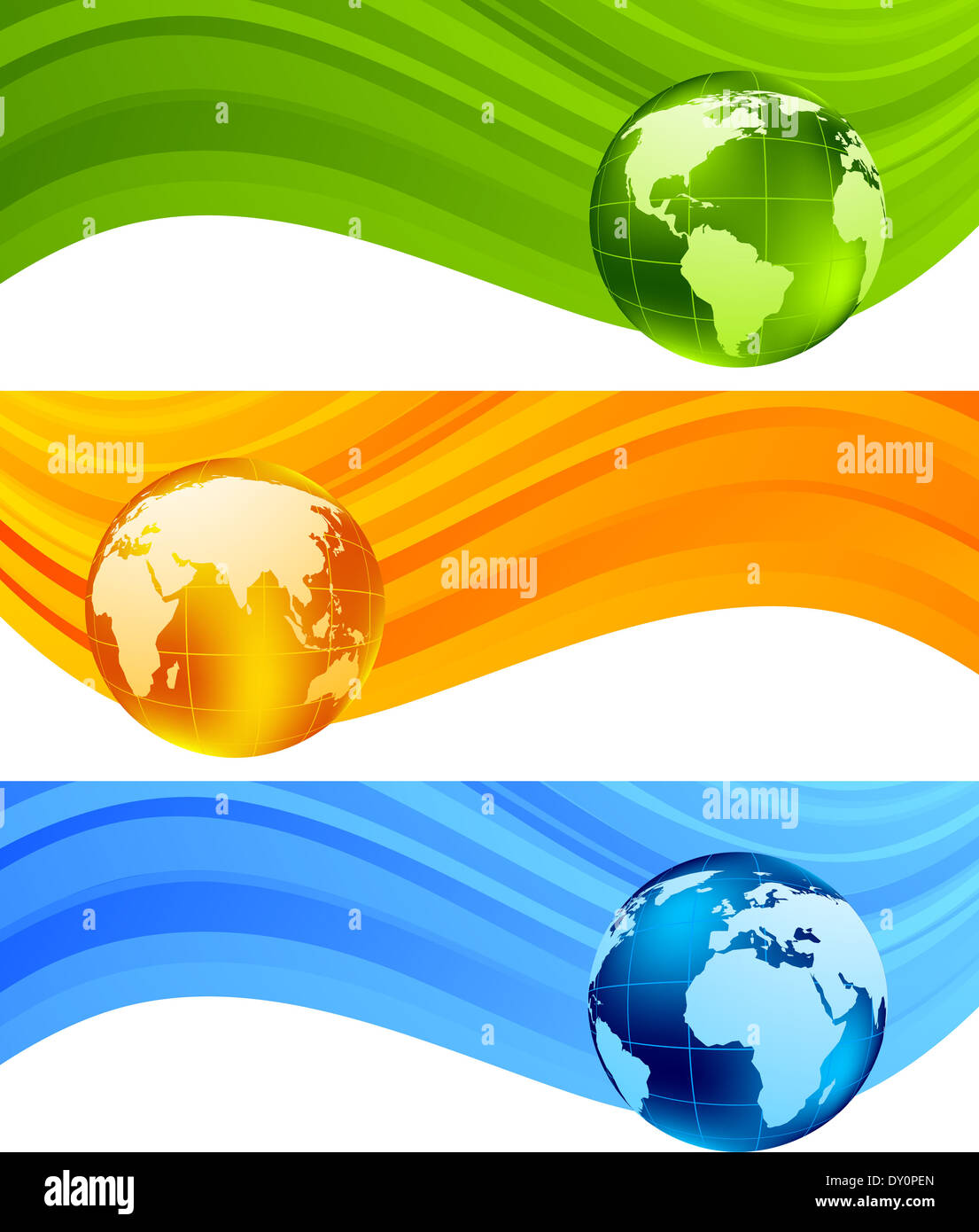Set of banners with globe. Vector illustration Stock Photo - Alamy