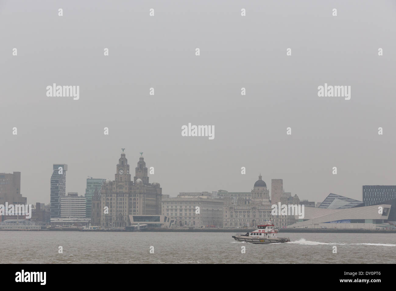 Liverpool, UK. 2nd April 2014. Smog visible over the Liverpool ...