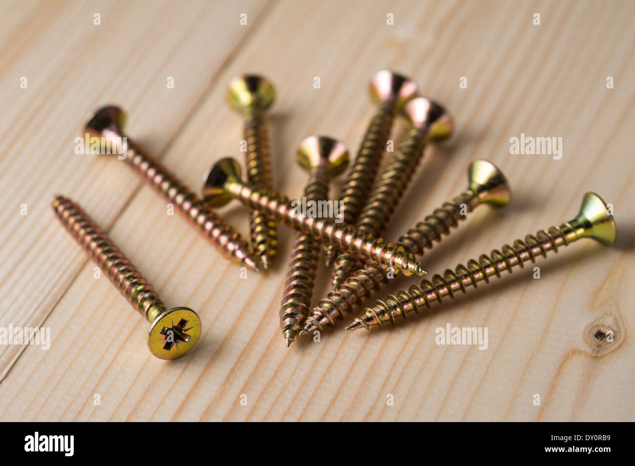 Screws on wood hi-res stock photography and images - Alamy