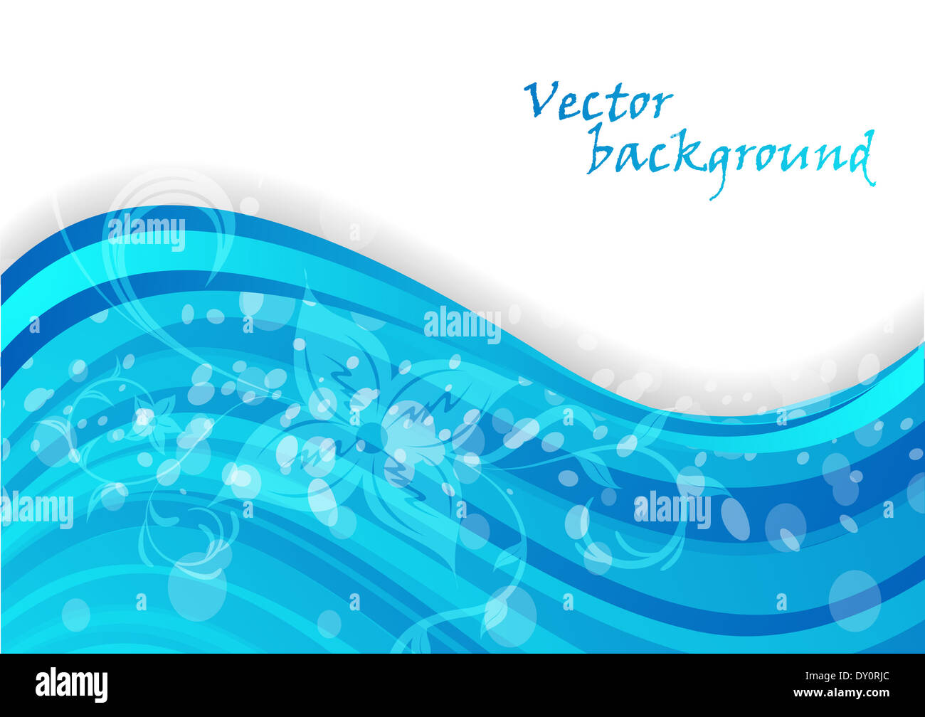 Abstract waves with flowers. Vector illustration Stock Photo - Alamy