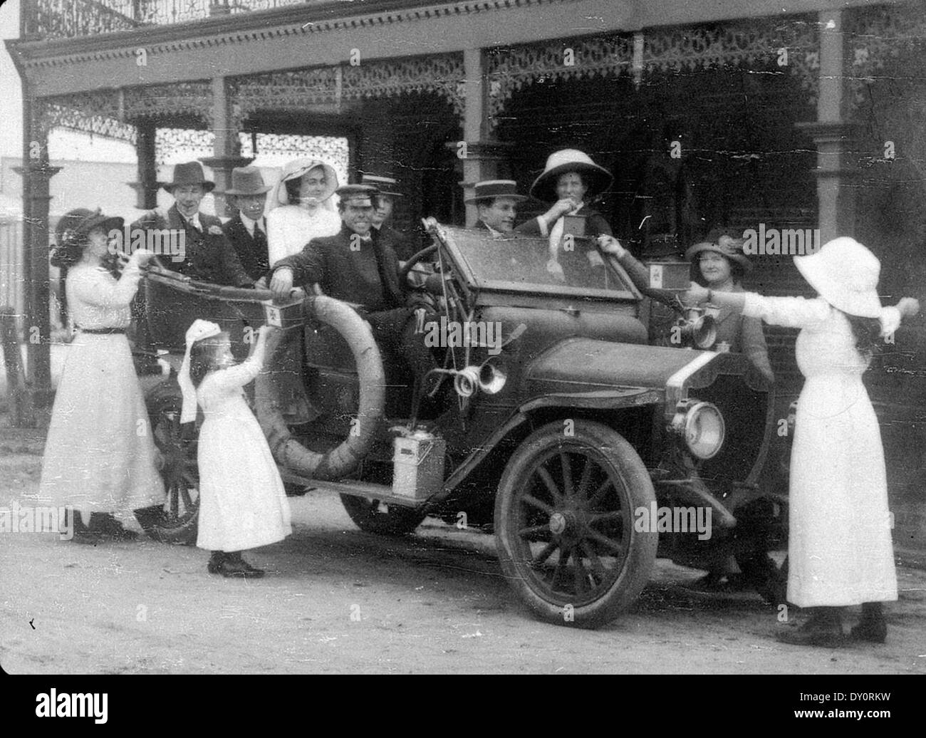 This image shows a collection drive for Hospital Saturday in 1912 ...
