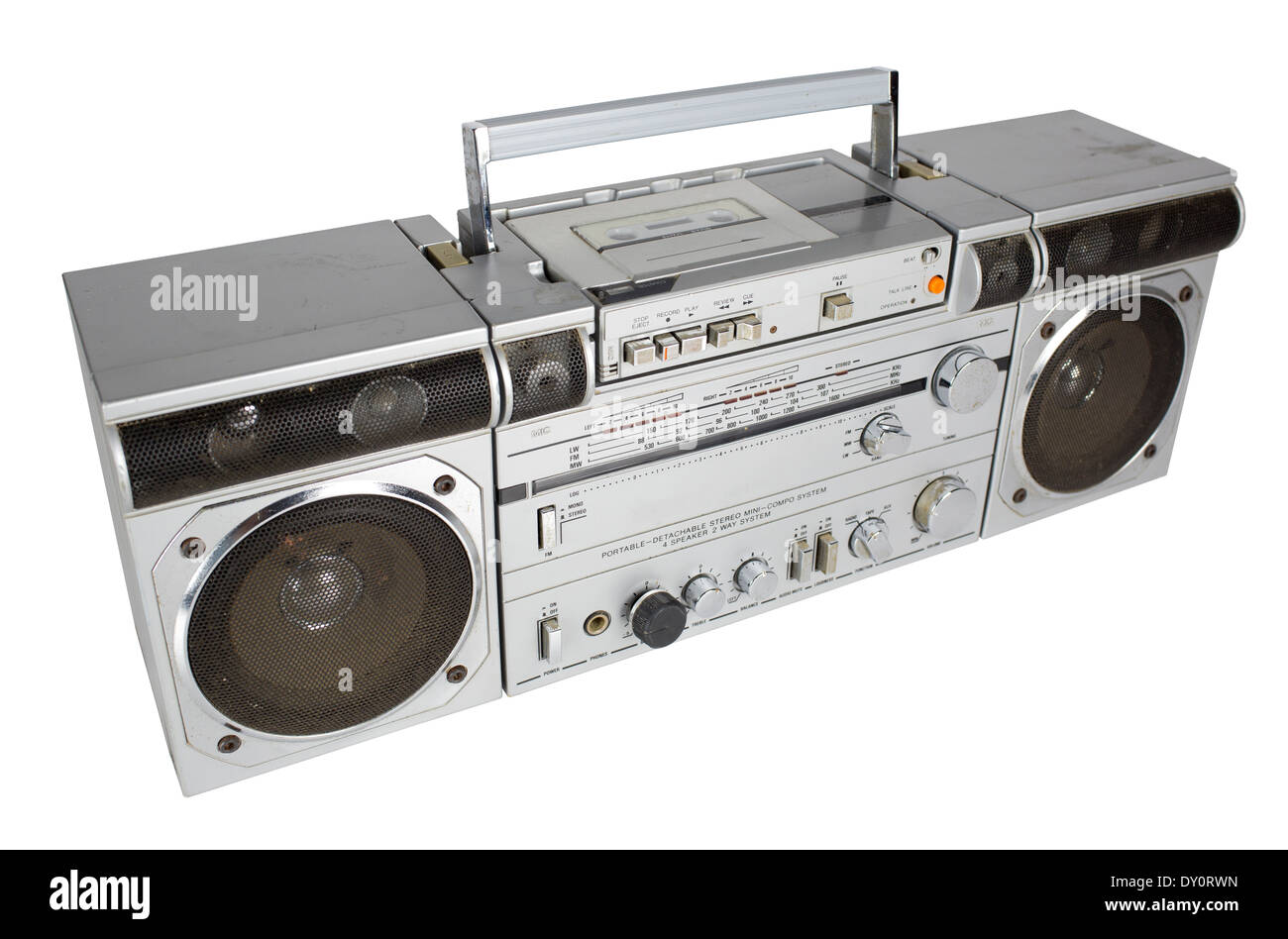 a vintage tape player and radio against black Stock Photo - Alamy