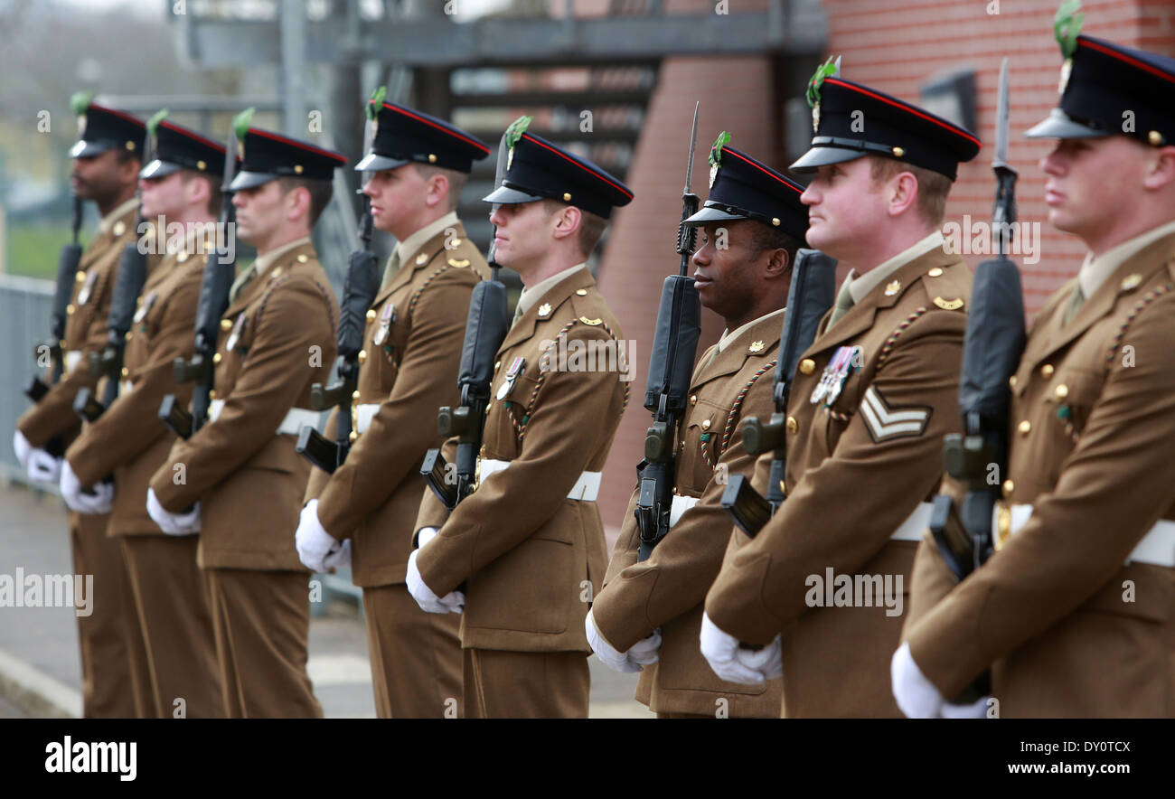 Soldiers from the British Army's 2 Mercian Regiment awaits the arrival ...