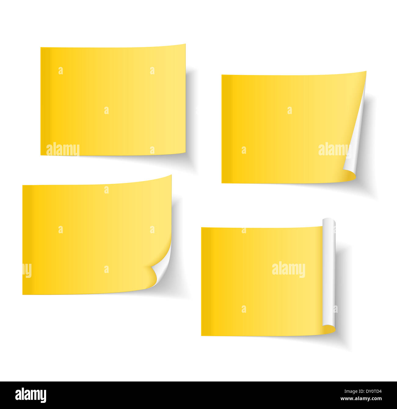 Four different yellow sticky notes Stock Photo - Alamy