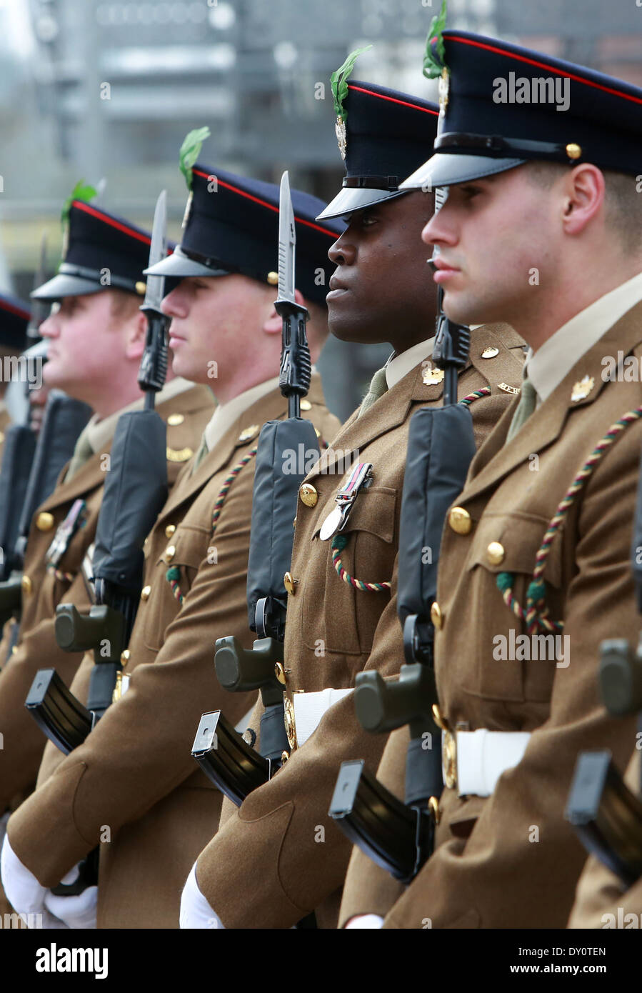 Soldiers from the British Army's 2 Mercian Regiment awaits the arrival ...