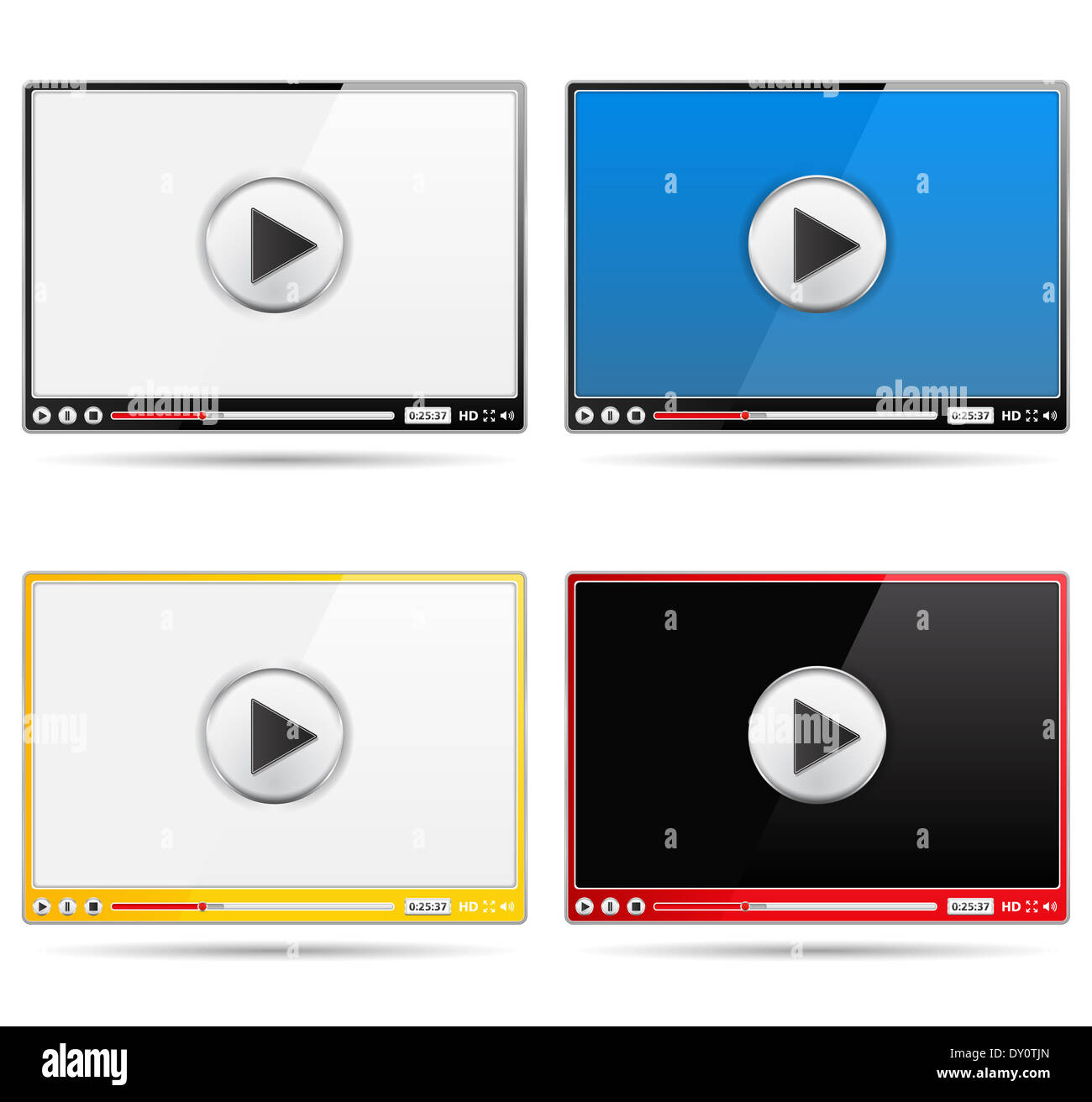 Four different video player templates Stock Photo - Alamy