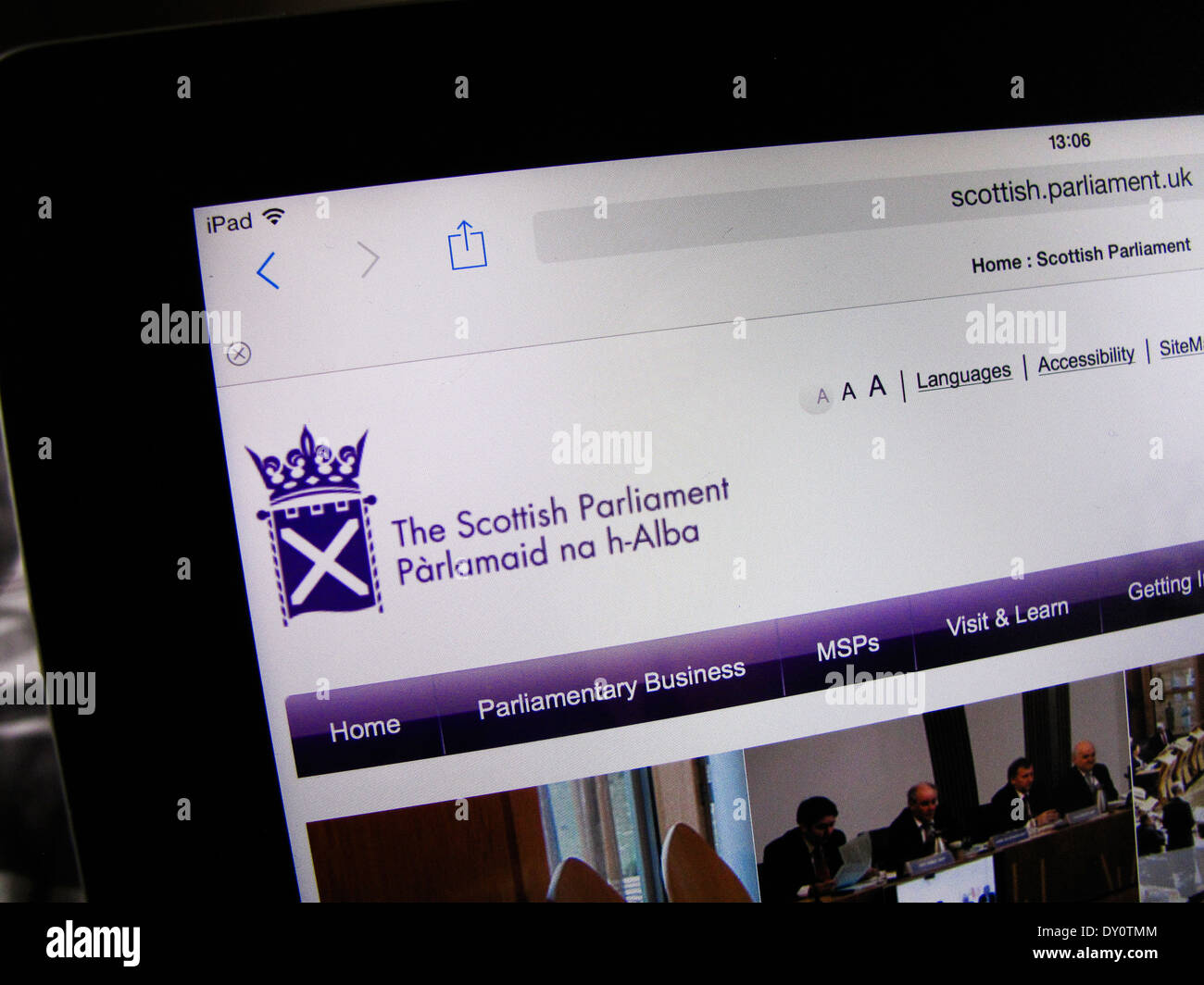 Scottish Parliament website on iPad Stock Photo - Alamy
