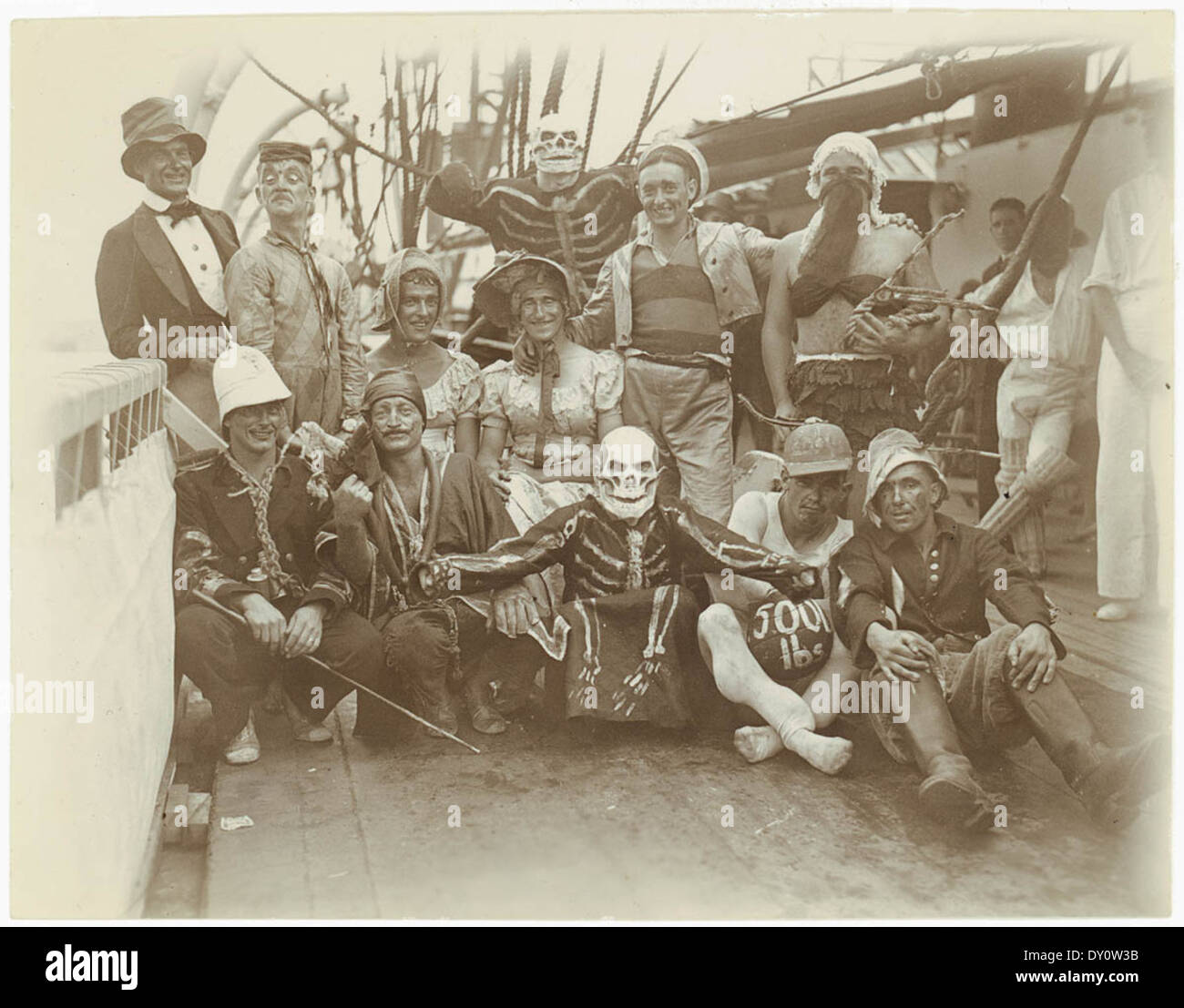 A historical photograph of a group of individuals participating in the ...