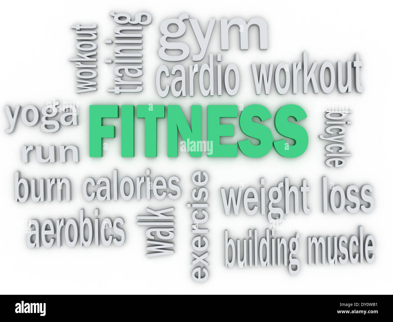 3d Fitness and Healthy Exercise Word and Icon Cloud Stock Photo - Alamy