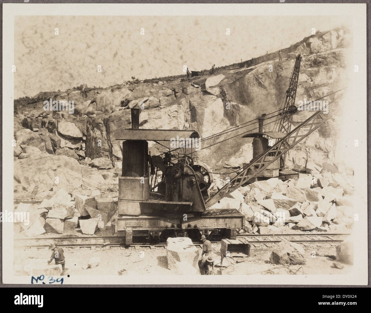 Photographs by Stanley S.B. Purves capture the granite quarry at Moruya ...
