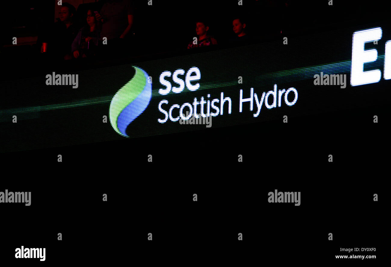 Internal scrolling sign SSE Scottish Hydro Glasgow Stock Photo - Alamy