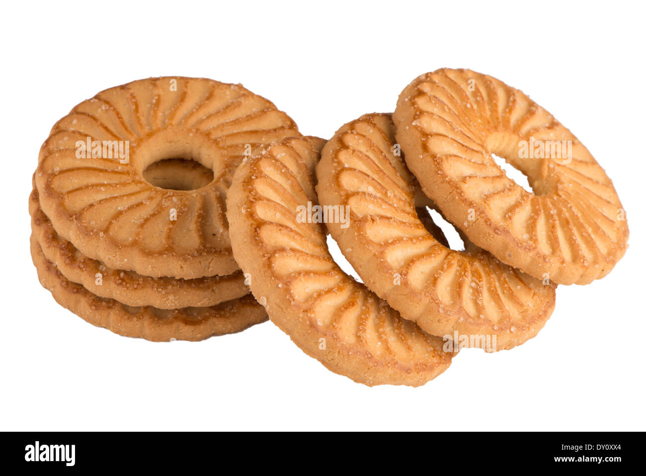 rings biscuits pile isolated on a white background Stock Photo - Alamy