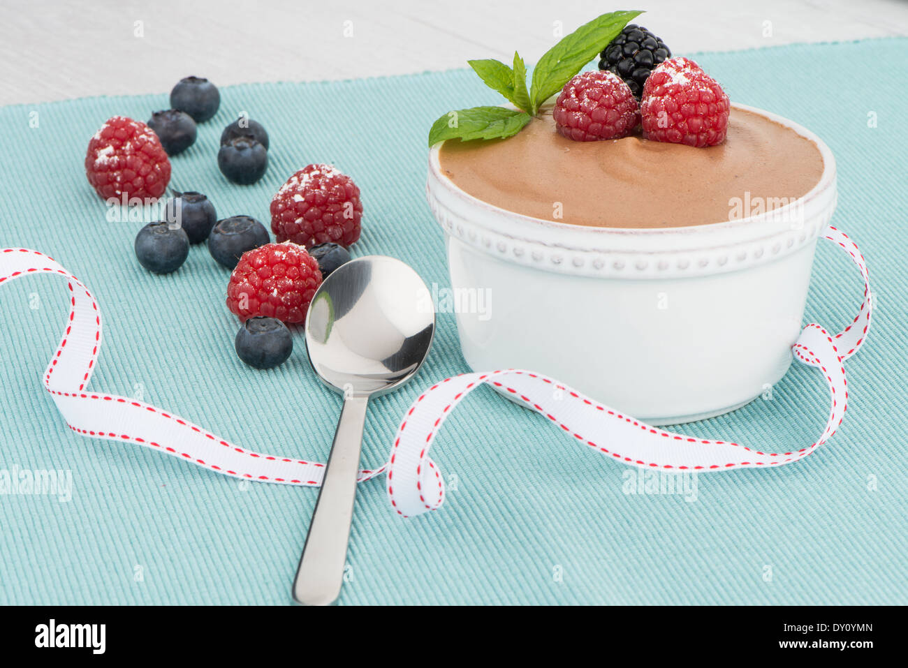 Chocolate mousse and red fruits Stock Photo - Alamy