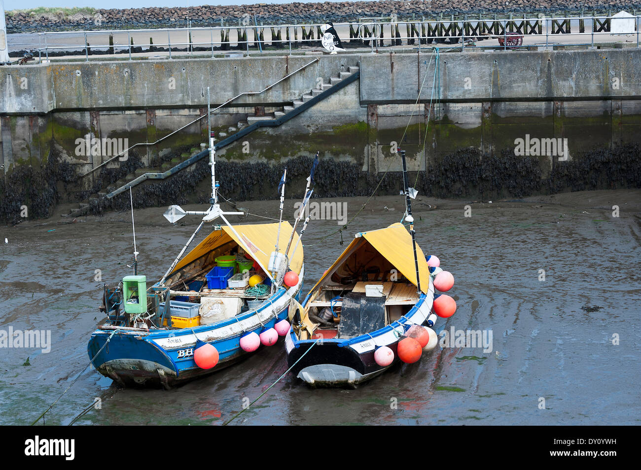 Inshore Fishing Cobles in Safety of Harbour at Amble near Warkworth ...