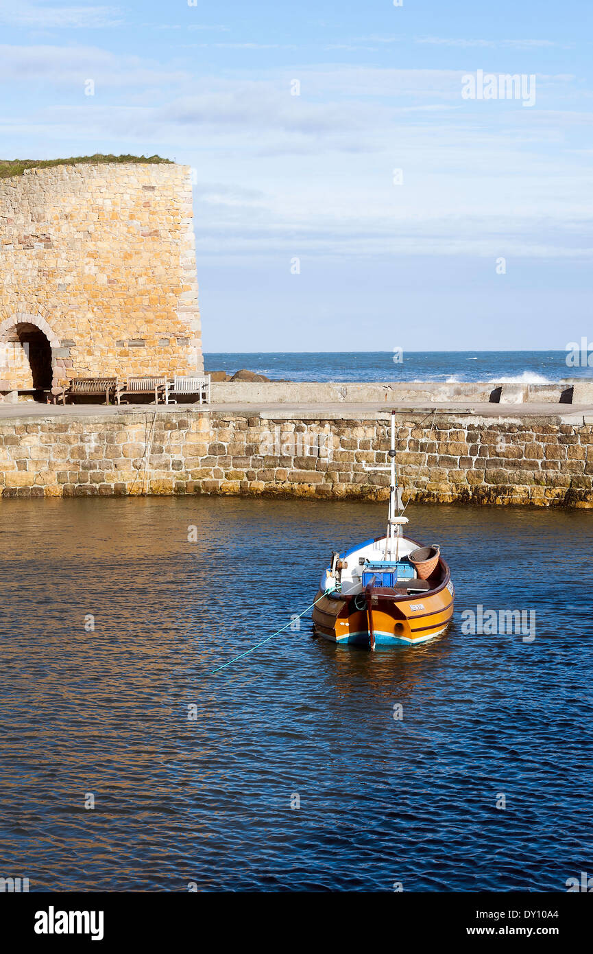 Solitary Coble Fishing Boat Moored in the Safety of Beadnell Harbour in ...