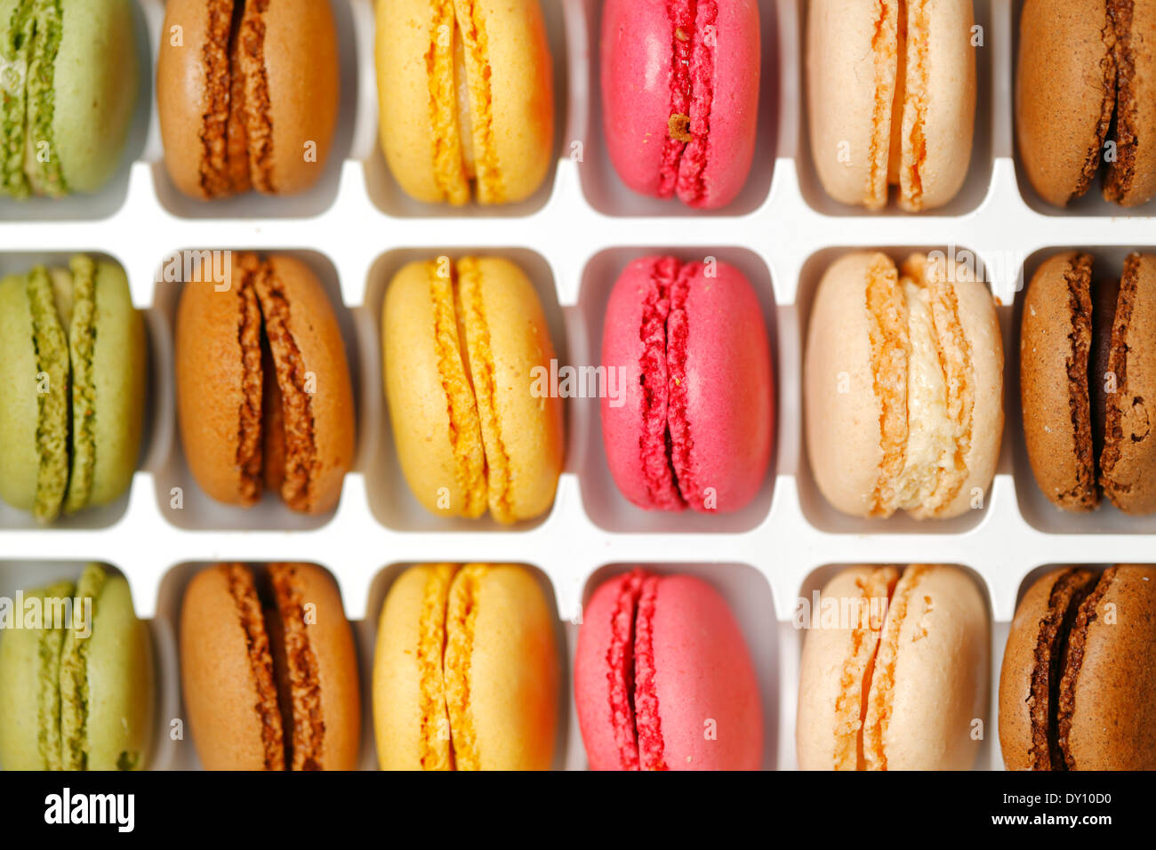Colorful macaroons in white box Stock Photo - Alamy