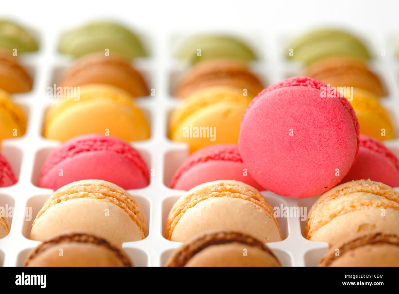 Colorful macaroons in white box Stock Photo - Alamy