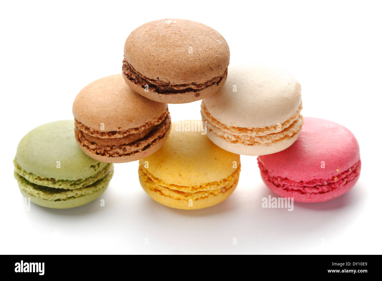 Colorful macaroons isolated on white background Stock Photo - Alamy