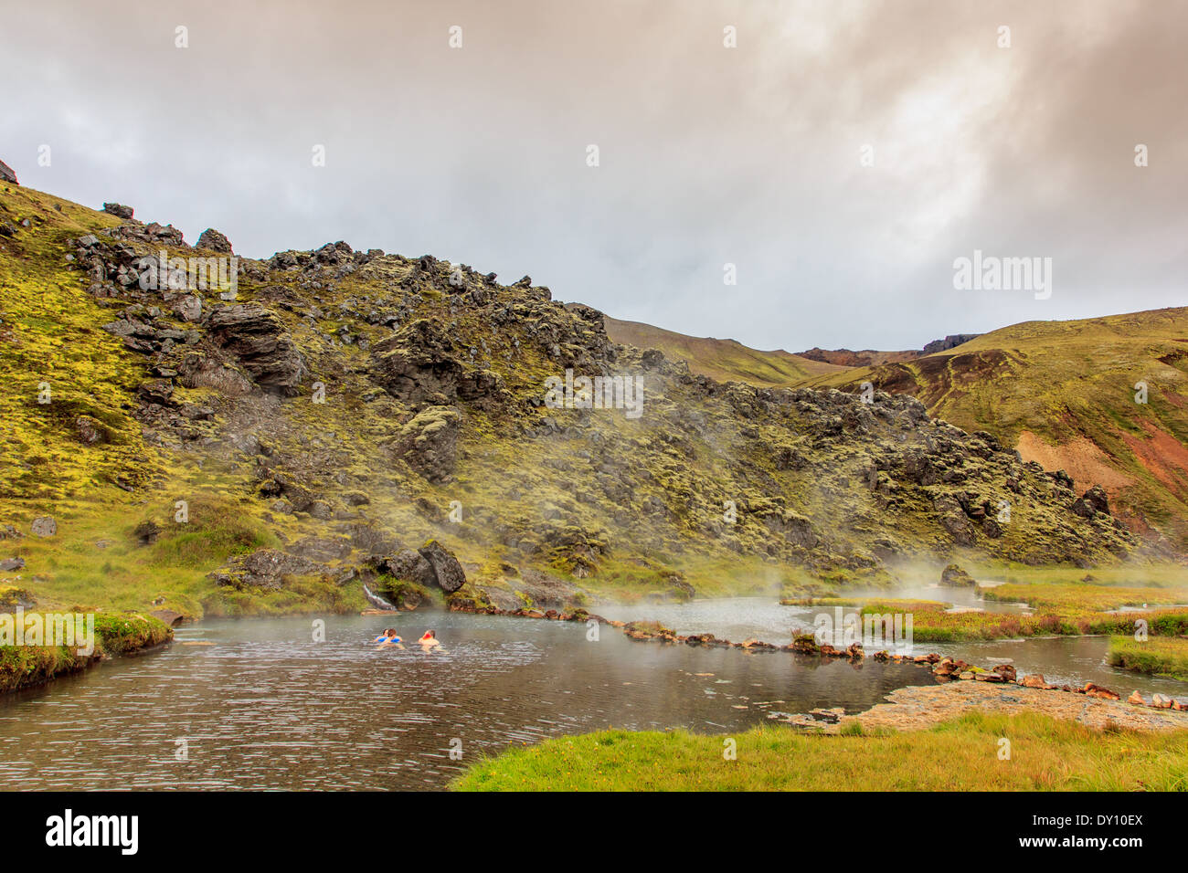 The natural hot springs at Landmannalaugar Campsite Stock Photo - Alamy