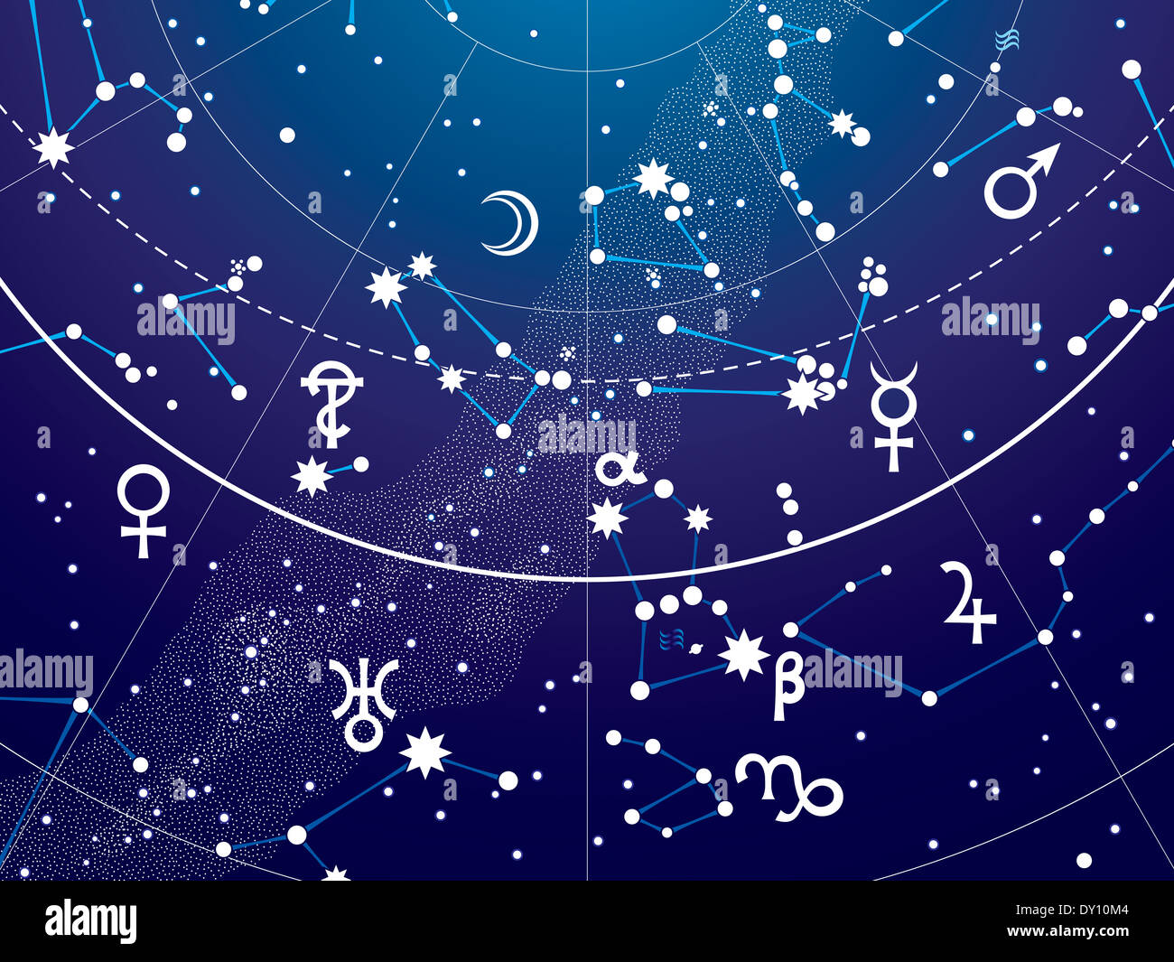 Fragment of Astronomical Celestial Atlas of Night Stars Heaven with ...