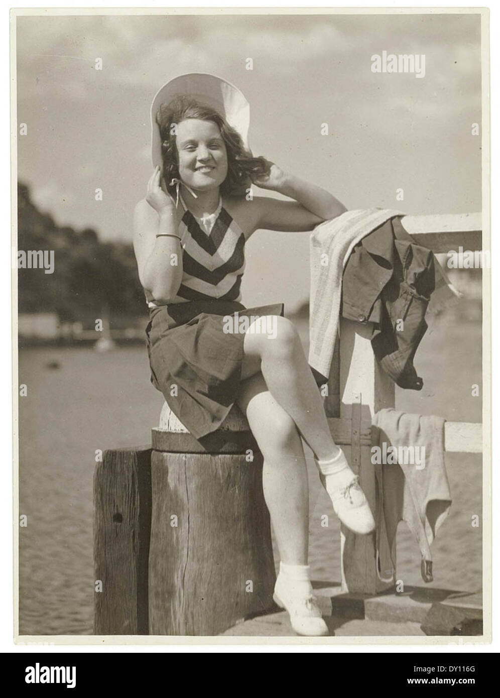 Portrait taken on the beach for newspaper, Sydney area, 193- / Sam Hood ...