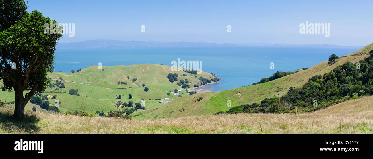 High-angle view of the Firth of Thames, from the Manaia Road on the ...