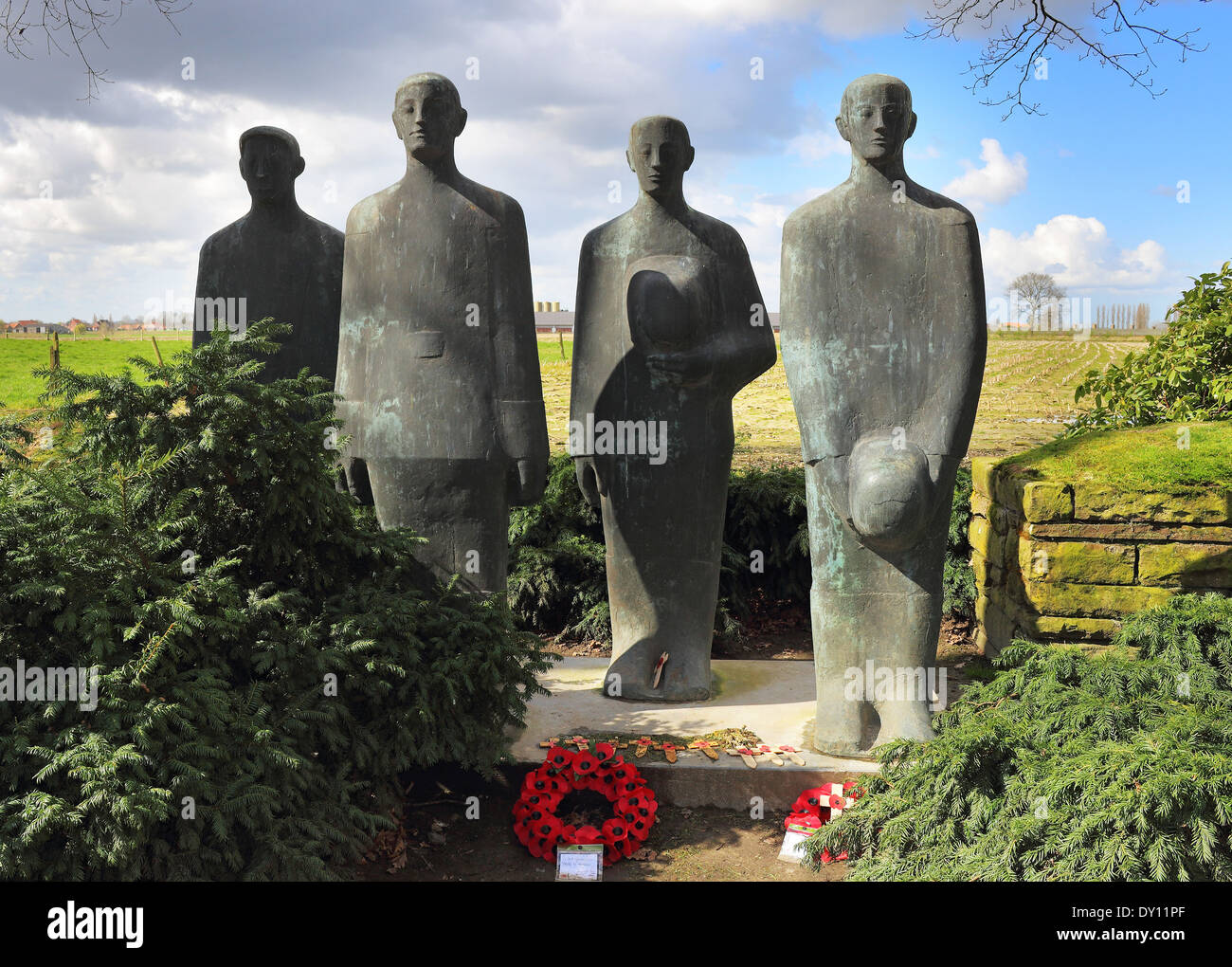 Langermark German WW1 War Cemetery in Flanders, Belgium with poppy ...