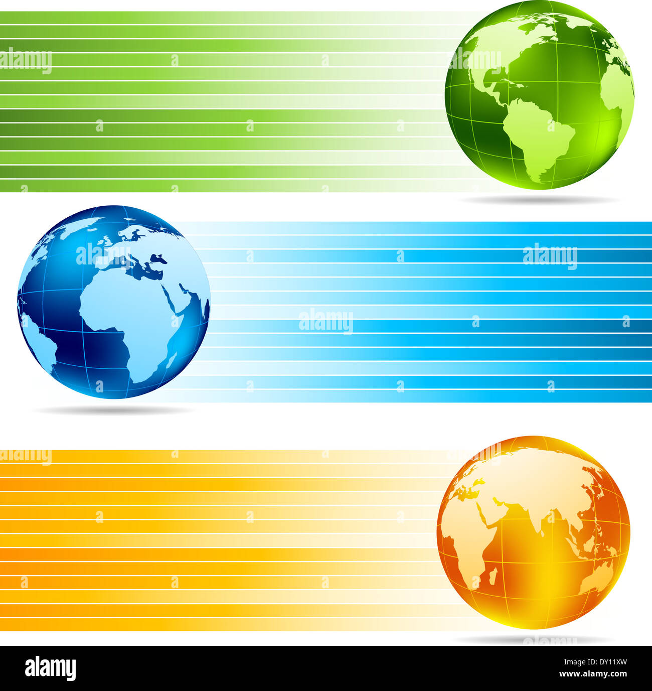 Collection of banners with globes Stock Photo - Alamy