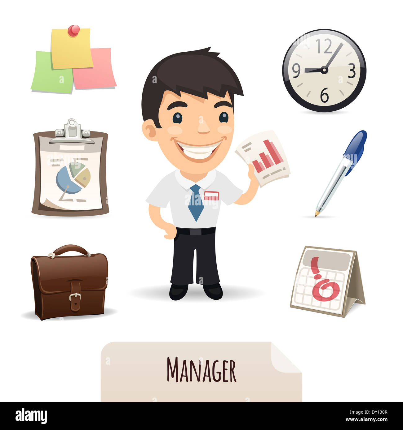 Male Manager Icons Set Stock Photo - Alamy