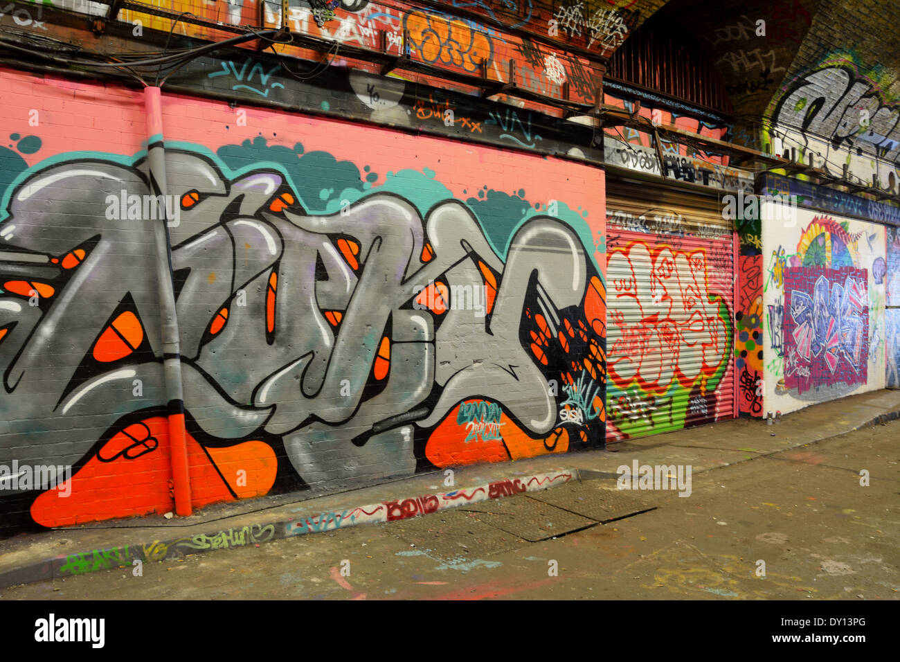 Graffiti in the underpass beneath Waterloo Station, London,UK Stock ...
