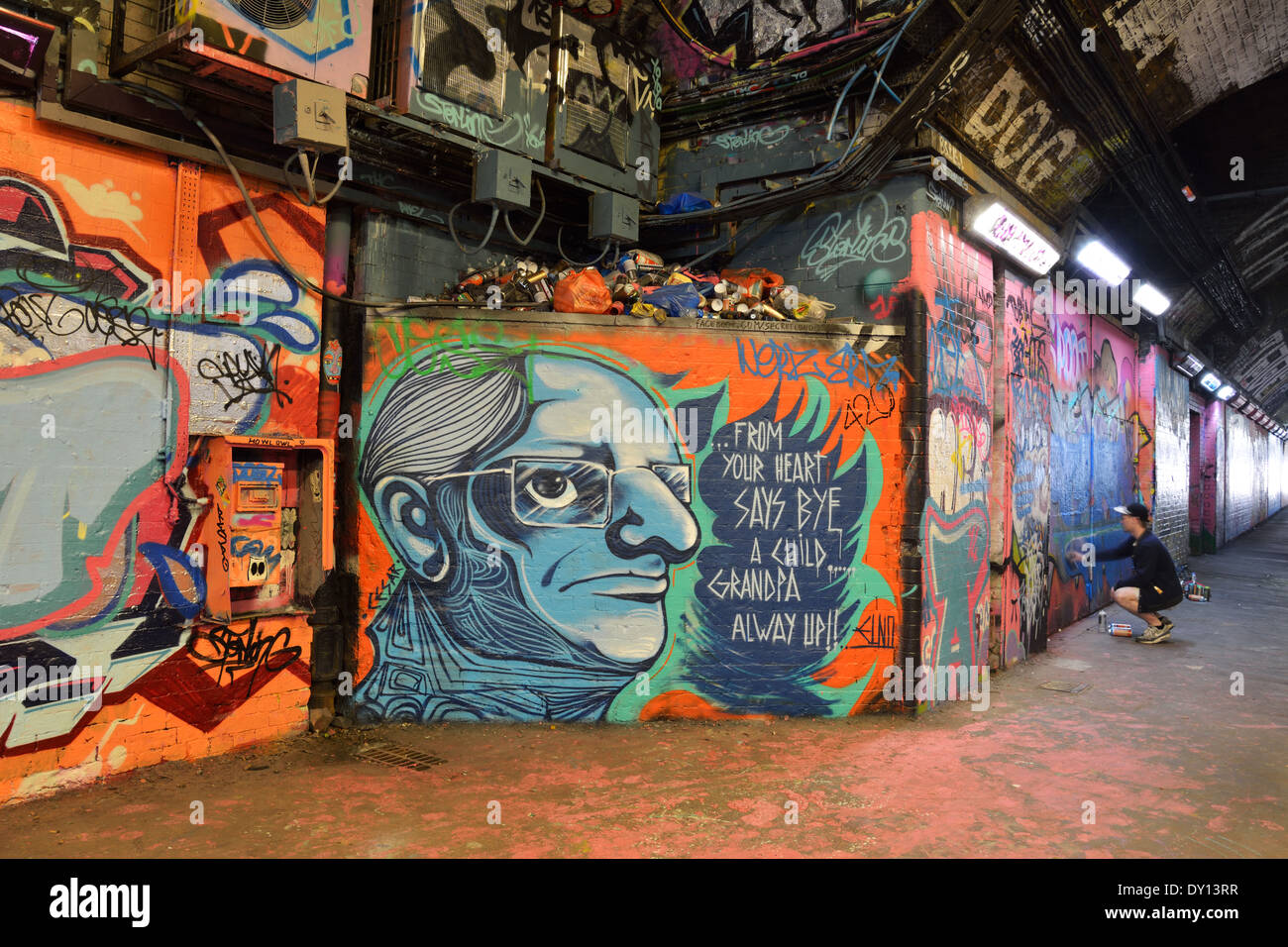 Graffiti in the underpass beneath Waterloo Station, London,UK Stock ...