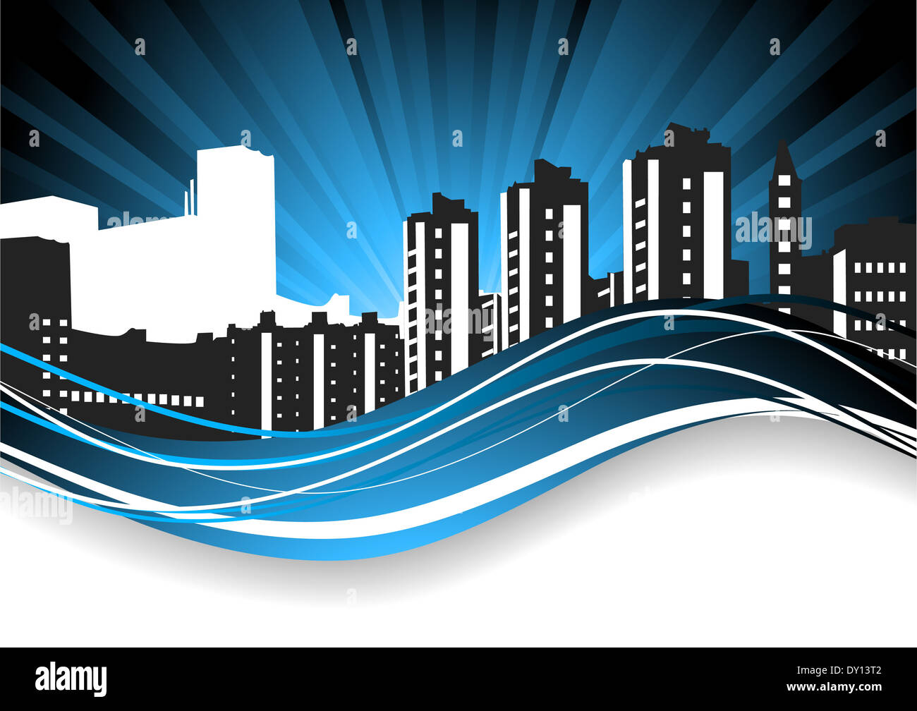 Abstract blue wavy background. Cityscape Stock Photo - Alamy