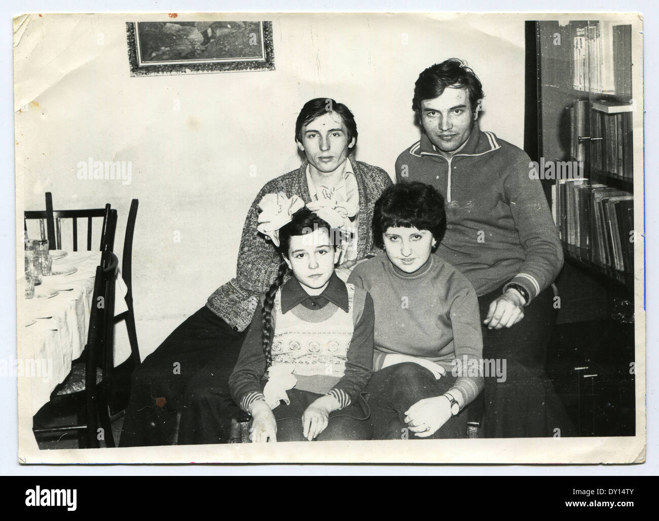 USSR - CIRCA 1985: An antique photo shows family portrait Stock Photo ...