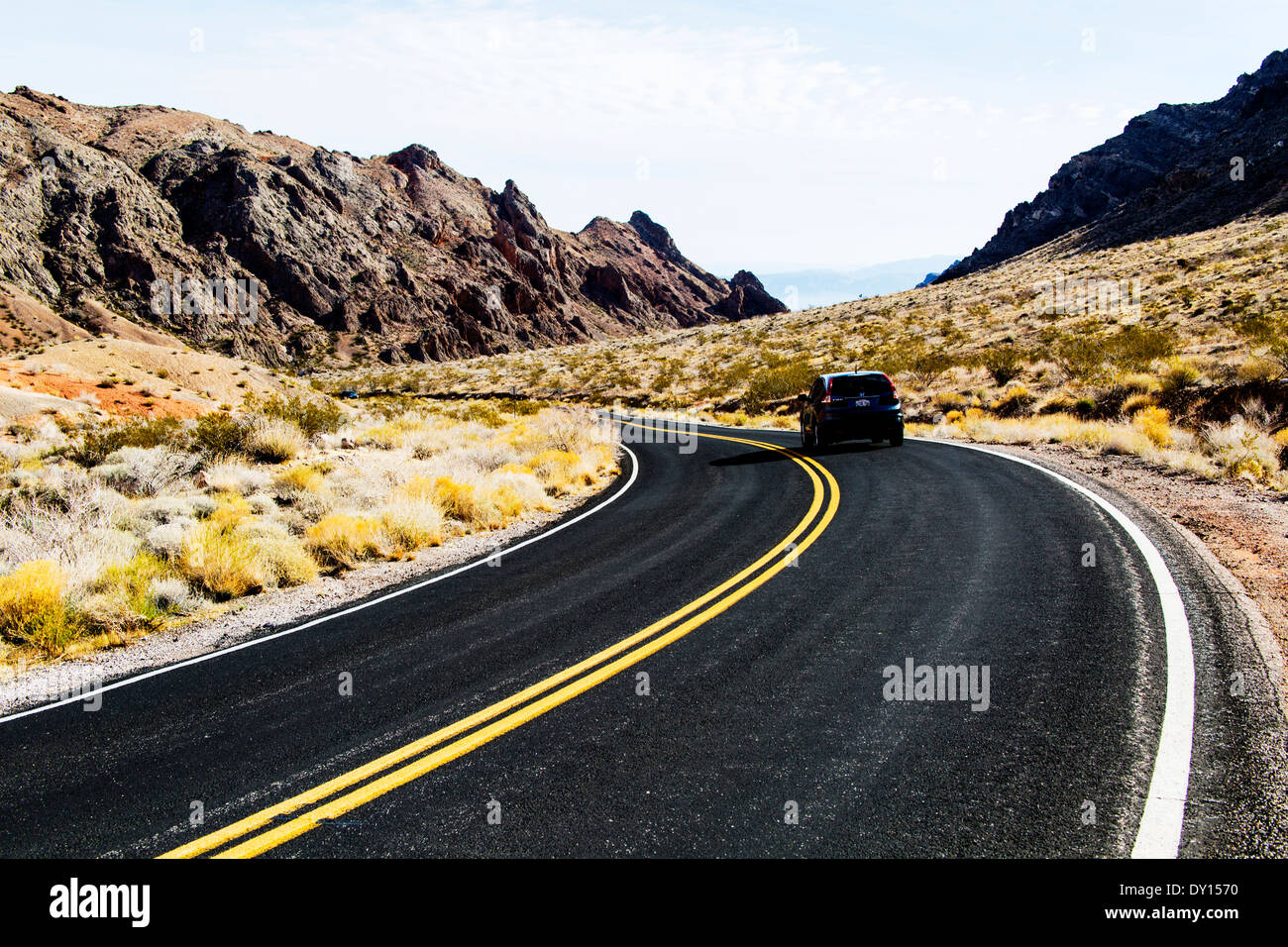 Paved road in desert Nevada USA United States Stock Photo - Alamy