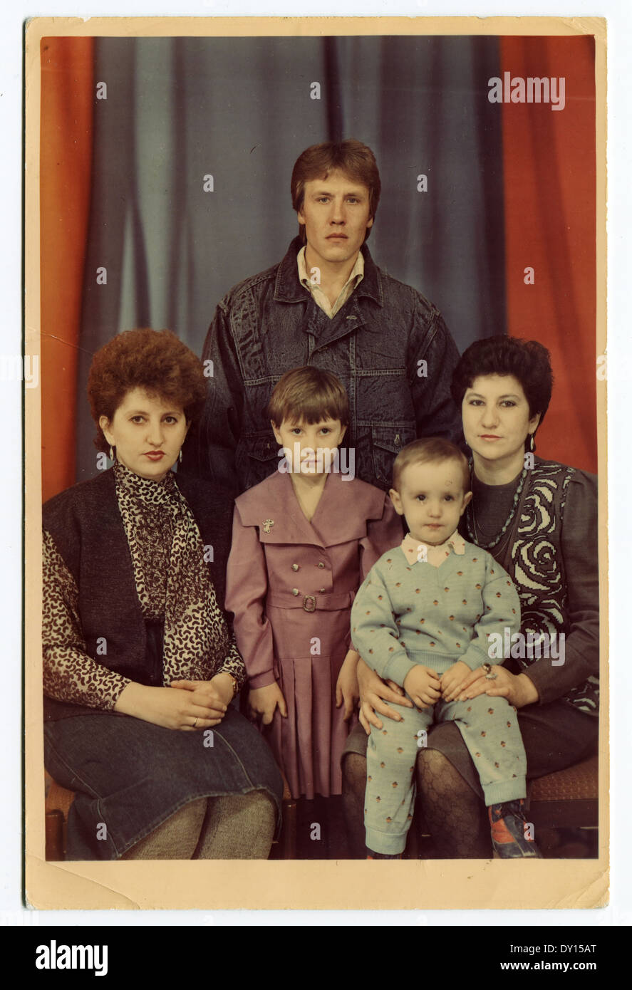 USSR - CIRCA 1987: An antique photo shows family portrait Stock Photo ...
