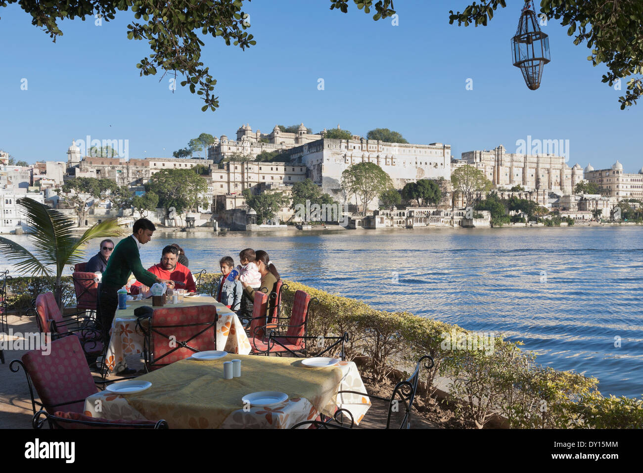 Udaipur, Rajasthan, India. Ambrai Restaurant by Lake Pichola with views ...