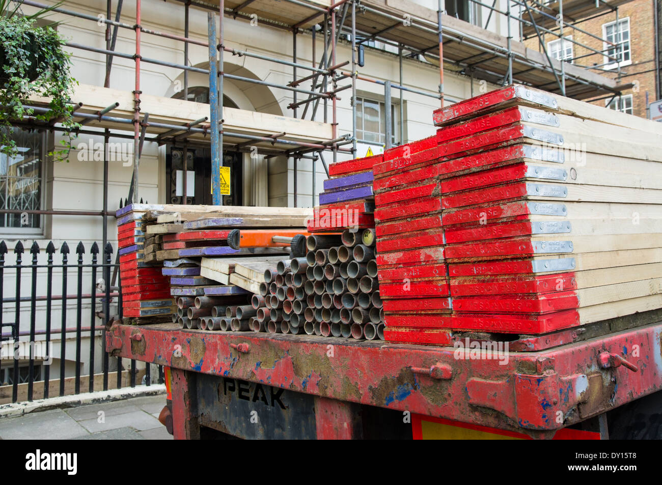 A lorry with scaffolding, London England United Kingdom UK Stock Photo ...