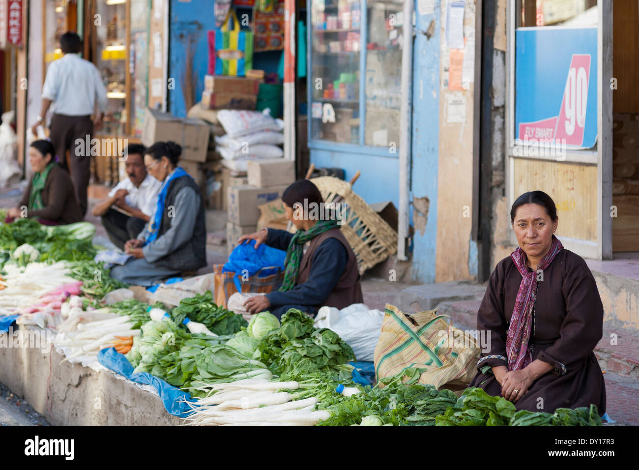 Leh, Ladakh, India, South Asia. Main Bazaar in the old town Stock Photo ...