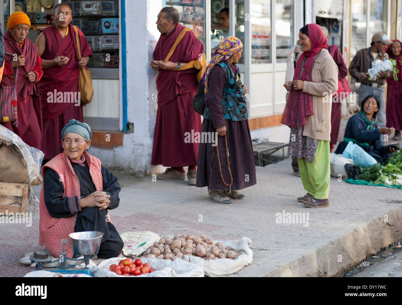 Leh, Ladakh, India. Main Bazaar in the old town Stock Photo - Alamy