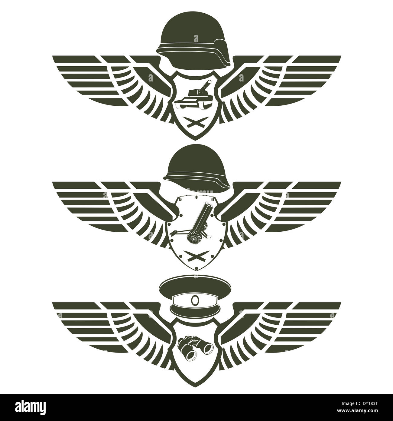 Abstract military badge with wings. Illustration on white background ...