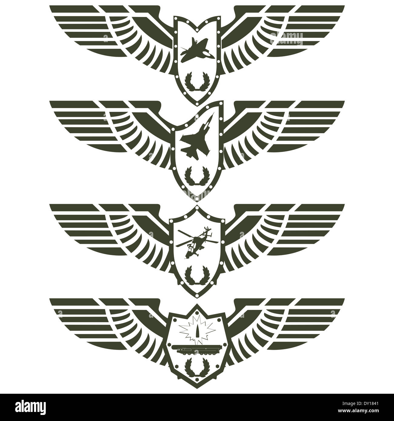 Abstract military badge with wings. Illustration on white background ...
